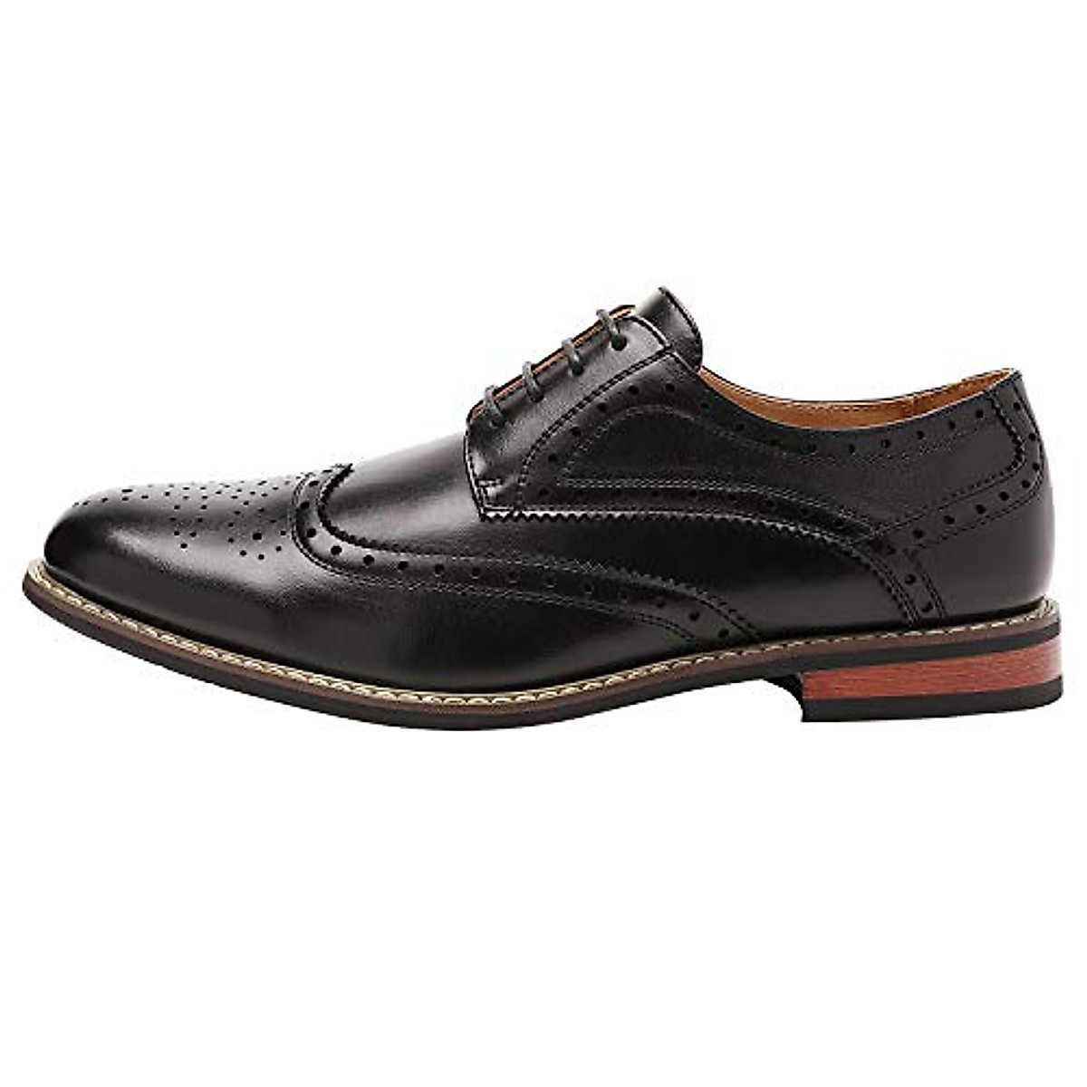 Bruno HOMME MODA ITALY PRINCE Men's Classic Modern Oxford Wingtip Lace Dress Shoes,PRINCE-3-BLACK,13 D(M) US