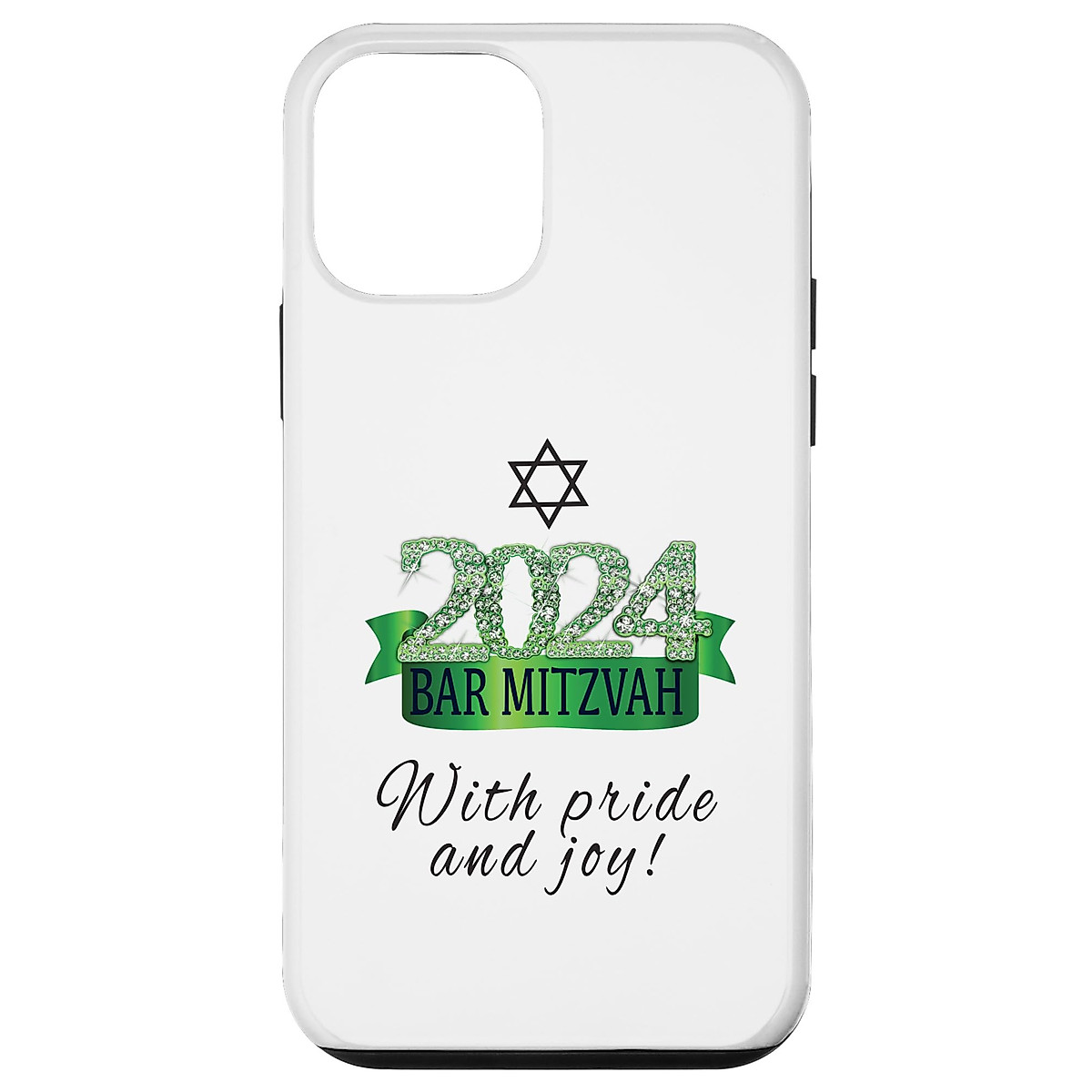 iPhone 12 mini 2024 Bar Mitzvah I Pride & Joy I White Green Banner Decor Case