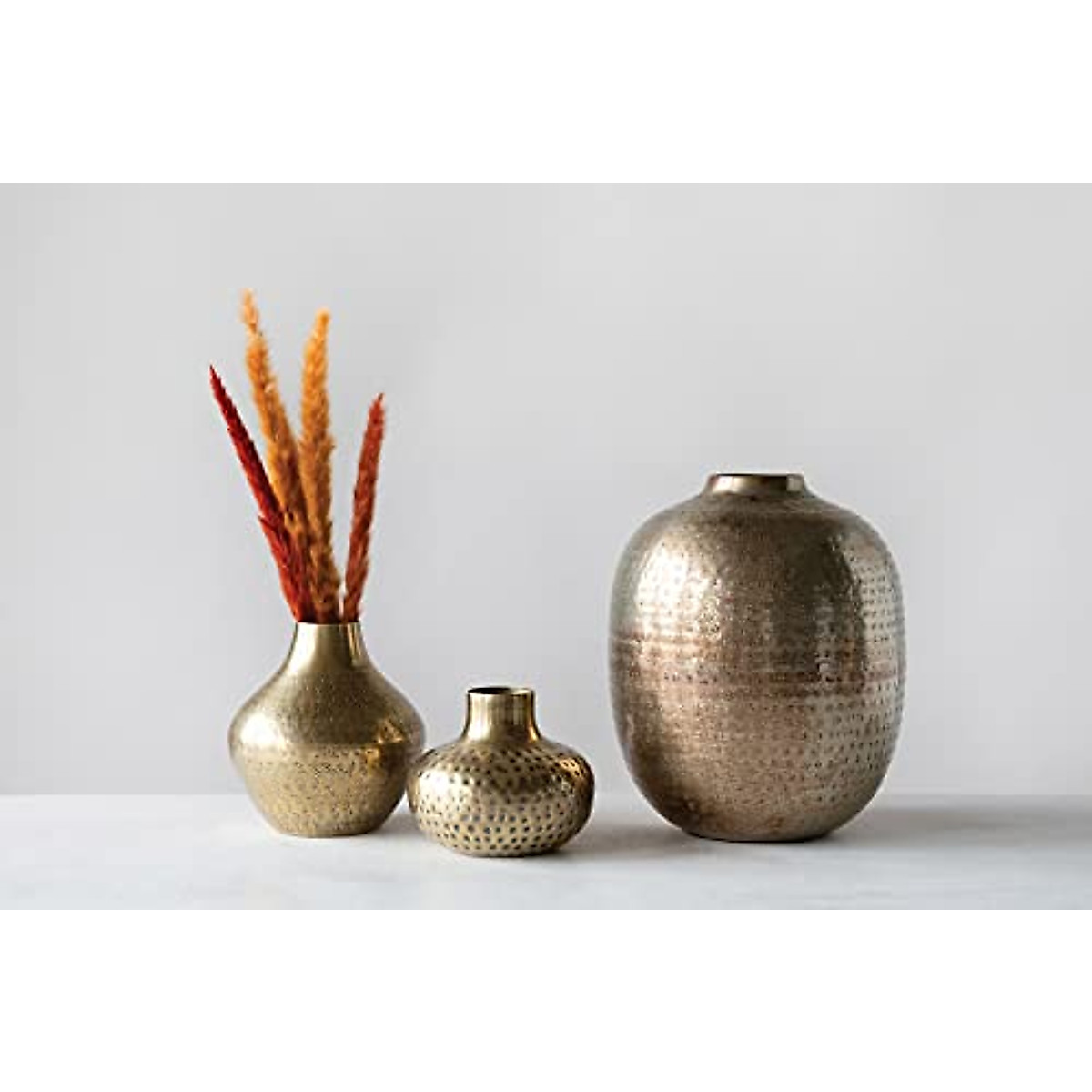 Creative Co-Op Hammered Metal Vase with Antique Finish