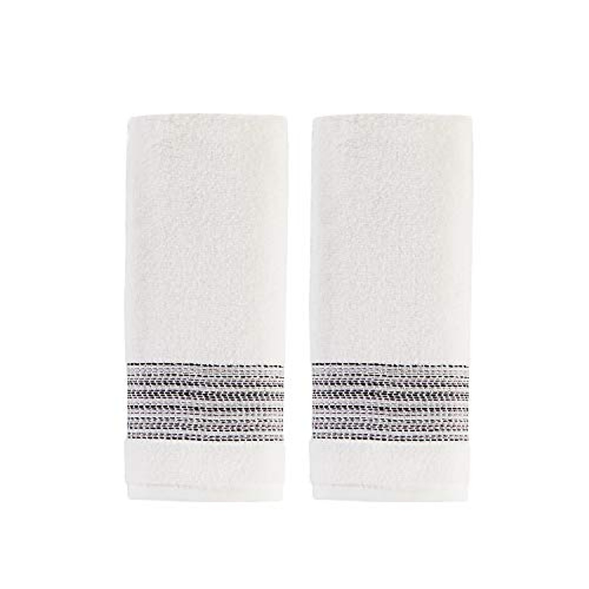 SKL Home by Saturday Knight Ltd. Geo Stripe Hand Towel Set, White 2 Count