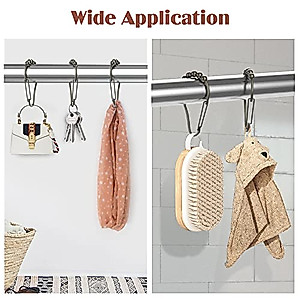 Lewondr Shower Curtain Hooks, Decorative Glide Rings Hooks Shower Curtain Rings for Bathroom Shower Hanging Rods Liner, Set of 12, Bronze