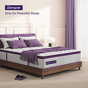 Sersper 8 Inch Memory Foam Hybrid Pillow Top Full Mattress - 5-Zone Pocket Innersprings Motion Isolation - Heavier Coils for Durable Support - Medium Firm - R&D in North America