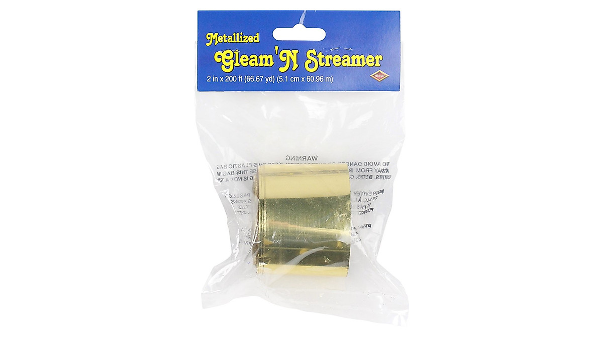 Beistle Gold Gleam 'N Streamer 200ft Metallic Party Decor