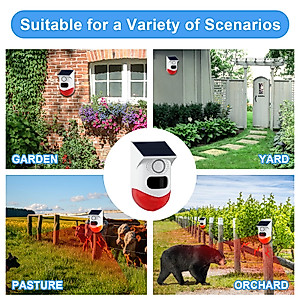 ChunHee Solar Motion Sensor Outdoor Alarm,Adjustable Sensitivity Motion Activated Alarm,129db Sound Security Siren Light IP67 Waterproof and 4 Mode for Home,Farm,Barn,Villa,Yard(2 Pack)