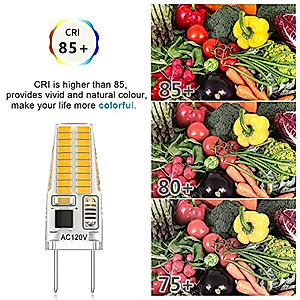 G8 LED Bulb 3W, 20W-25W Halogen Equivalent, Dimmable, T4 JCD Type Bi-Pin G8 Base, Warm White 3000K, AC 120V G8 Bulbs for Puck Light, Under Cabinet Light, Under Counter Kitchen Lighting (6 Pack)