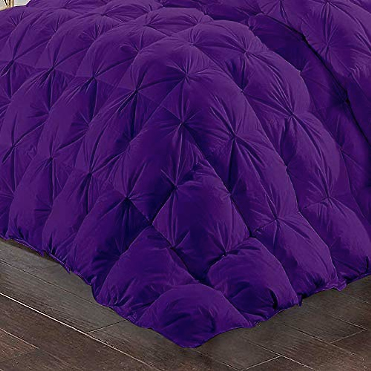 All-Season 500 GSM Egg Plant Goose Down Alternative 1 Piece Quilted Pinch Pleated Single Comforter 800 Thread Count Egyptian Cotton Soft & Fluffy Breathable California King