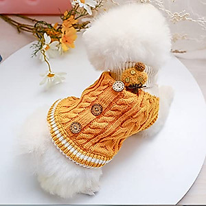 HOUKAI Small Dog Cat Knited Sweater Dog Jumper with Puppy Hoodie Winter Warm Clothes Apparel (Color : Yellow, Size : XL Code)
