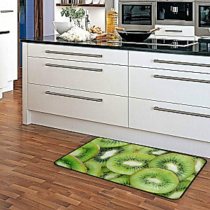 DOMIKING Kitchen Mat Floor Rug - Green Kiwi Fruit Non Slip Kitchen Mats Cushioned Washable Anti-Fatigue Office Chair Mat 20x20in for Home Decoration Bathroom Farmhouse