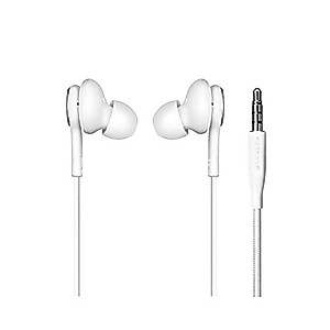 OEM Amazing 2019 Stereo Headphones for Samsung Galaxy S10 S10e S10 Plus Braided Cable - Designed by AKG - with Microphone (White) (Renewed)
