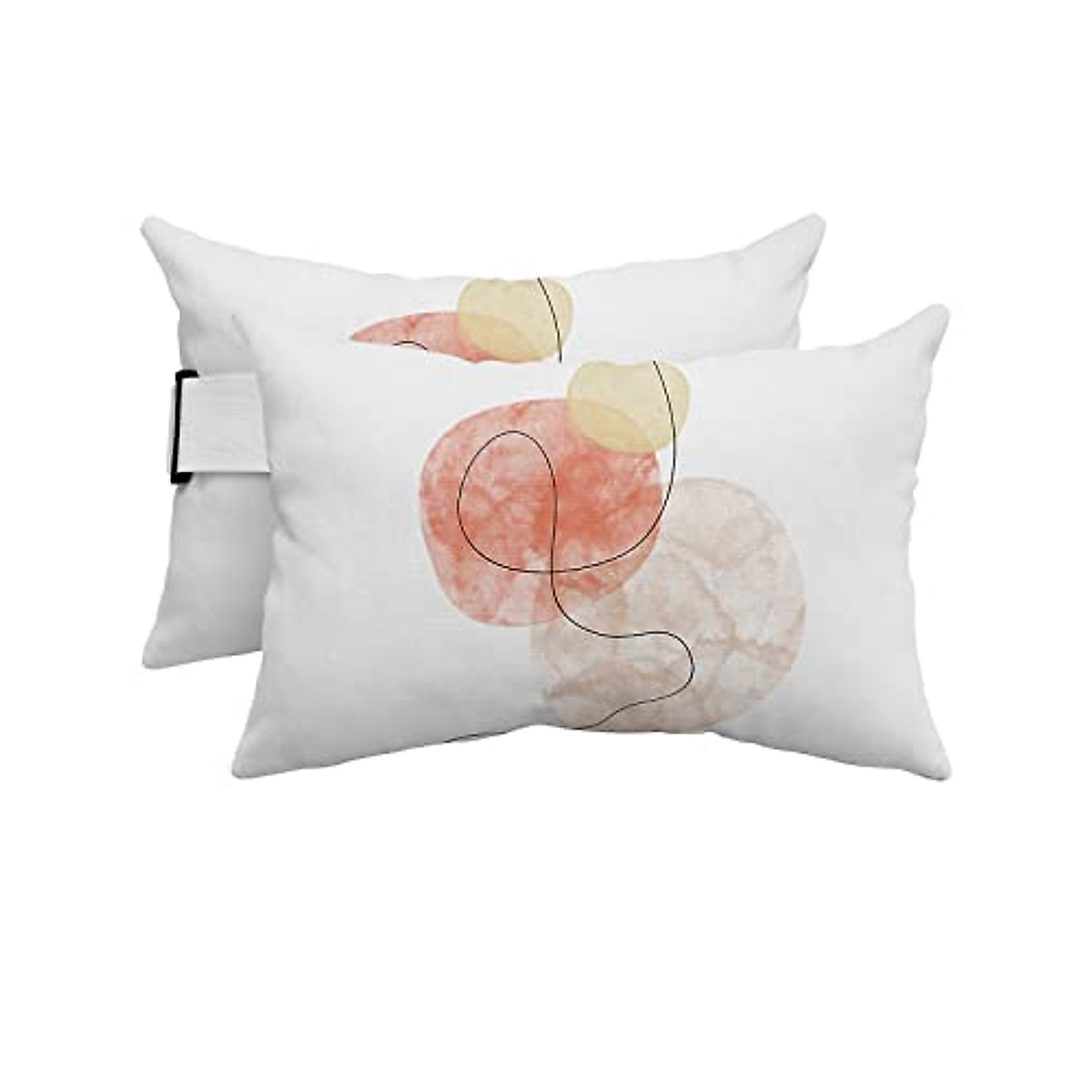 Recliner Head Pillow Ledge Loungers Chair Pillows with Insert Abstract Watercolor Red Yellow Round Lines Lumbar Pillow with Adjustable Strap Outdoor Waterproof Patio Pillows for Beach Pool, 2 PCS