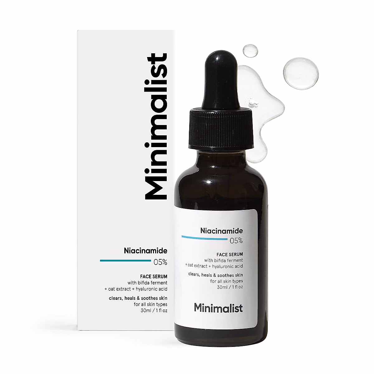 Minimalist 5% Niacinamide Face Serum for Clear Glowing Skin | With 1% Hyaluronic Acid for Hydration | Pore Minimizer for Face | Clears Acne Marks & Blemishes | For Women & Men | 1 Fl Oz / 30 ml