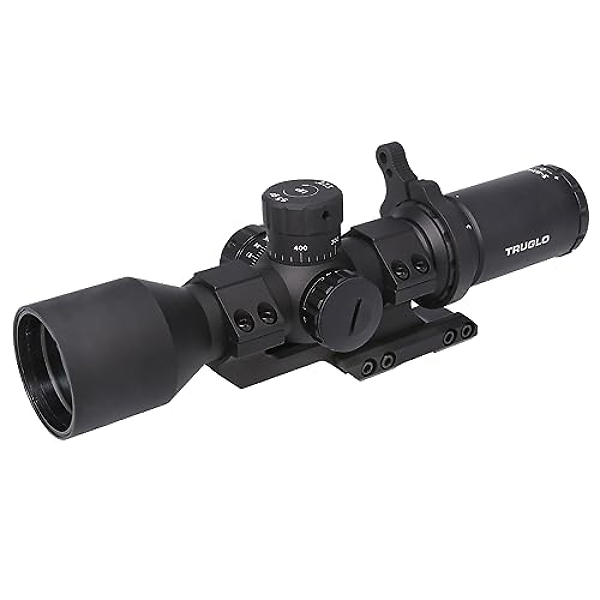 TRUGLO TRU-BRITE 30 Series Illuminated Tactical Rifle Scope with Etched Illuminated Dual Color Reticle and Scope Mount, 3-9 x 42mm, Black
