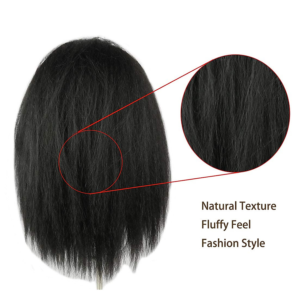 Tgezer Kinky Straight Headband Wigs for Women Synthetic Short Black Yaki Straight Wig with Headbands Attached 16inch Glueless Wig for Daily Party Use