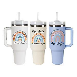 Personalized Teacher Tumbler With Name, Personalized Teacher 40oz Tumbler, Cute Tumbler For Teacher, Teacher Gift, Teacher Week, Back to School Gift, Thank You Gift Teacher 2