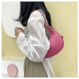 HDHTB Crescent Hobo Bag for Women Y2k Underarm Purse Top Handle Dumpling Handbag with Zipper (pink)