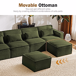 ABCASA 120" Modular Sectional Couches for Living Room, Modern 6 Seater U Shaped Sofa Couch - Boucle Green