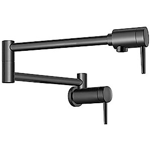 Delta Faucet Contemporary Matte Black Pot Filler Faucet Black, Pot Filler Black, Delta Pot Filler, Pot Filler Faucet Wall Mount, Potfiller, Brass Construction, Matte Black 1165LF-BL