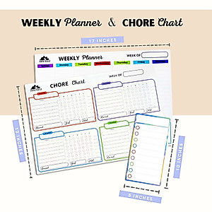 Magnetic Dry Erase Chore Chart for Multiple Kids and Monthly or Weekly Planner Calendar 17x12" Each, Blank Magnetic List, Chores Reward Chart, Good Behavior Chart, Kids Home Magnetic Chore Chart, Kids Multiple Kids, Schedule Board for Kids (Chore Chart an