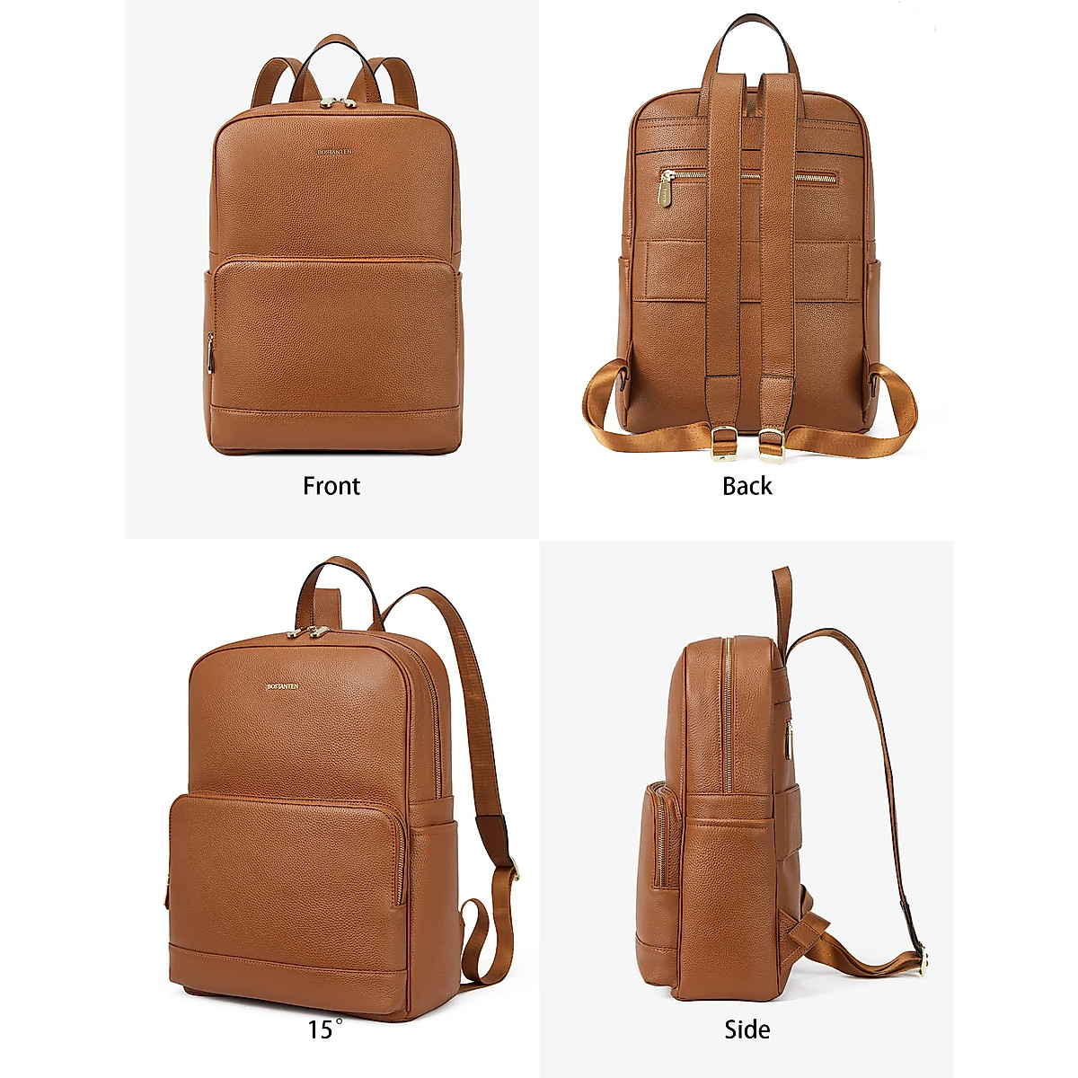 BOSTANTEN Womens Leather Wallets RFID Blocking Large Capacity＆Leather 15.6 inch Laptop Backpack Computer Bag