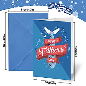 Whaline 24 Pack Father's Day Greeting Cards Happy Father's Day Note Cards with Blue Envelopes & Stickers I Love Dad Gift Blank Cards for Father's Day Birthday Party Supplies, 4 x 6 Inch, 6 Design