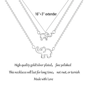 Ascona Mother Daughter Necklace Set for 2, Silver Mom Daughter Elephant Matching Pendant Chain, Mommy and Me Jewelry Mother's Day Christmas Gifts Valentines Day Gifts for Her