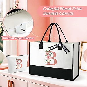 TRSODD Birthday Gifts for Women Mothers Day Gifts for Mom Wife Grandma Daughter Sister Teacher Appreciation Tote Bag and Makeup Bag Set B