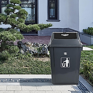 Afromy 4 Packs 13 Gallon Commercial Heavy-Duty Trash/Garbage Can, Swing Lid Waste Container for Home/Garage/Kitchen/Outdoor/Driveway