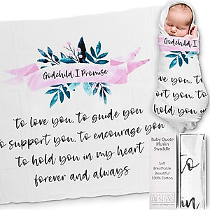 Ocean Drop Designs 100% Cotton Baby Blanket - Muslin Swaddle Blankets, Baby Swaddle, Newborn Swaddle, Receiving Blankets, Gender Neutral Baby Gift, Christian Baby Gifts, Baptism Gifts for Boys & Girls