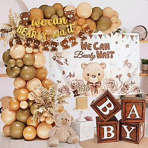 Bearly Wait Baby Shower Decorations, Brown Balloon Garland Arch Kit, Balloon Boxes With Letters, Bearly Wait Banner Backdrop for Boho Gender Reveal Bear Theme Birthday Baby Shower Party Decorations