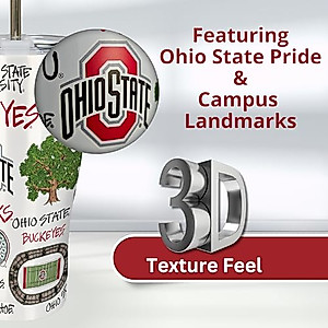 Ohio State University 30oz Stainless Steel 3D Icon Travel Mug – High Performance Double-Walled Thermos w/Convertible Lid & Straw – Insulated Decorative NCAA Beverage Tumbler – For Hot or Cold Drinks