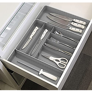 Simple Houseware Expandable Kitchen Drawer Flatware Organizer, Grey