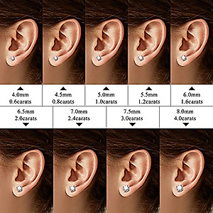 CASSIECA Moissanite Stud Earrings 0.6ct-4ct D Color VVS1 Clarity Brilliant Round Cut Lab Created Diamond Earrings 18K White Gold Plated 925 Sterling Silver Moissanite Earrings