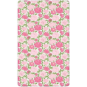 Peony Themed Fitted Crib Sheet,Standard Crib Mattress Fitted Sheet Soft and Breathable Bed Sheets-Baby Sheet for Boys Girls,28“ x52“,Pale Pink Lime Green Dried Rose Olive Green