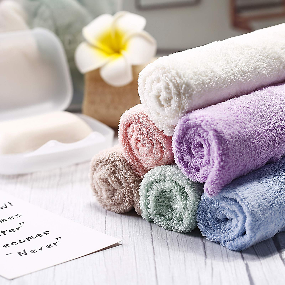 Syhood 12 Pieces Face Wash Cloth 12 x 12 in Makeup Remover Cloths Towel Coral Velvet Facial Microfiber Soft Fast Drying Facial Cleansing Towel for Face(Beige, Blue, Purple, Brown, Green, Pink)