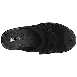 BZees womens Smile Bright Slide Sandal, Black Sparkle, 9.5 US