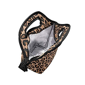 senya Lunch Bag Insulated Lunchbox Handbag Tote Bags Reusable Cooler Containers Organizer School Outdoor for Women Men Girls Boys Kids (Leopard)