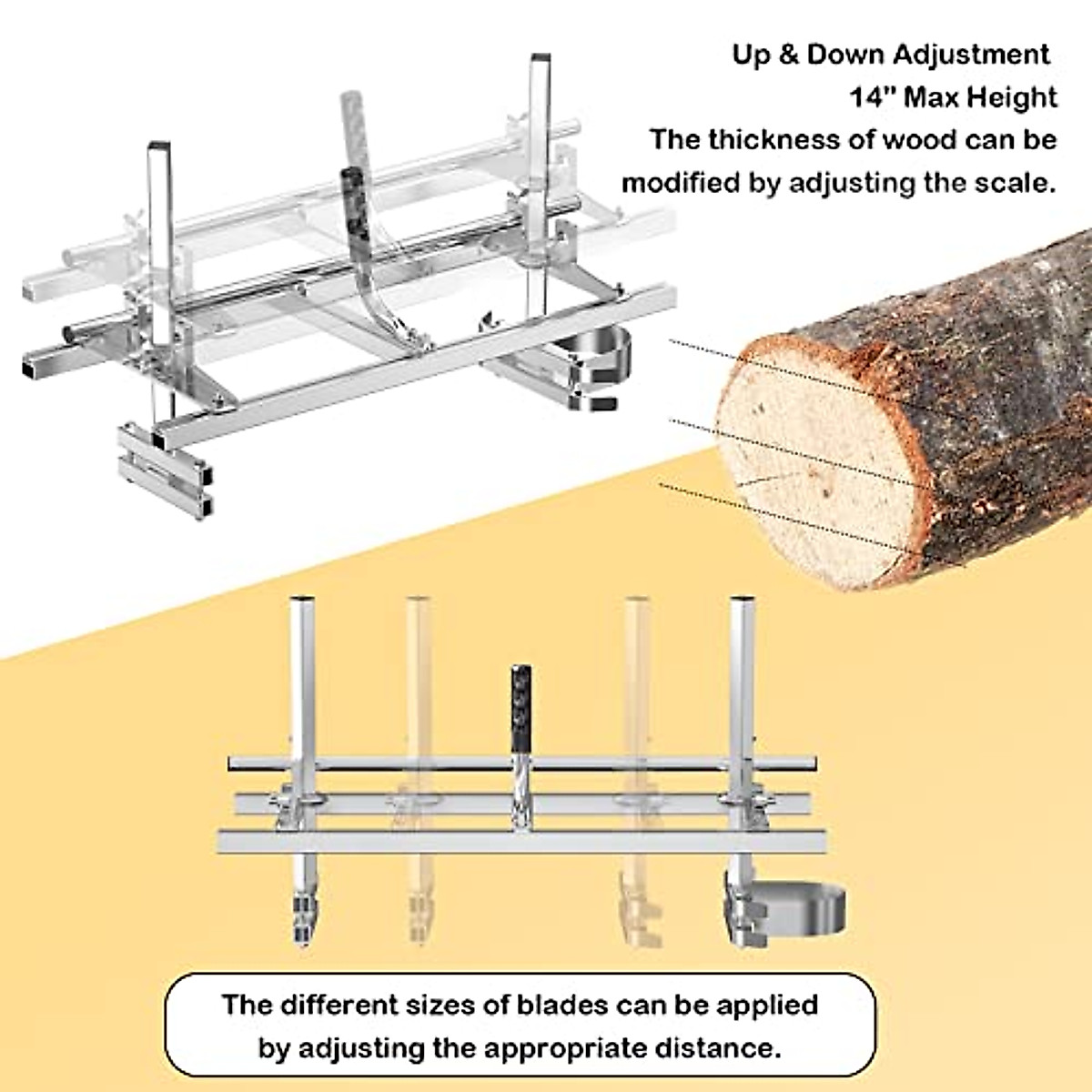 FARMMAC Chainsaw Mill,Portable Chainsaw Mill 36 Inches,Planking Milling Lumber For 14" - 36" Chainsaw Bar With 4 Pack 8'' Felling Wedges For Builders & Woodworkers