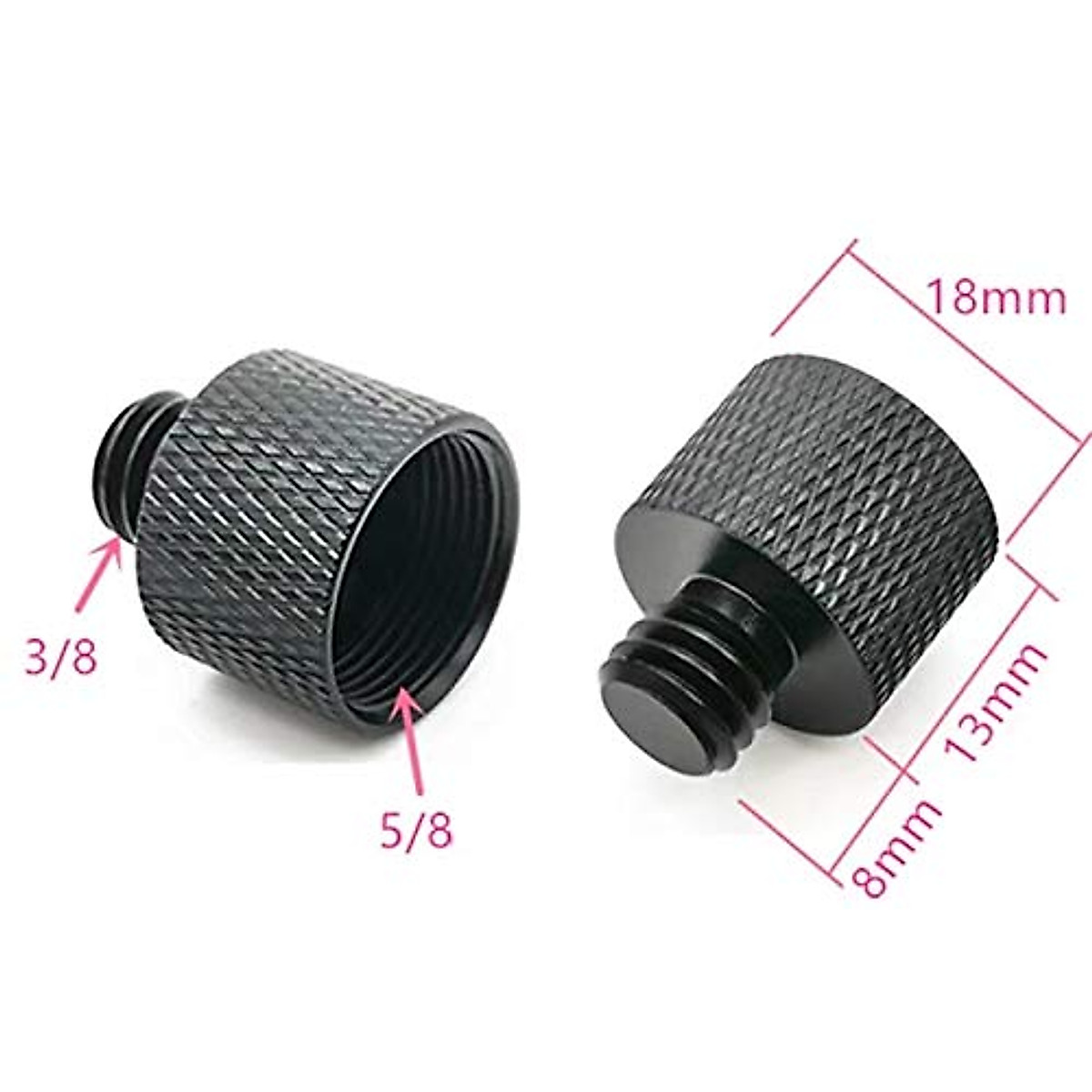 Donuts Mic Stand Adapter 38 Female to 58 Male Screw Adapter Knurled Thread Adapter for Microphone Stand Mount Black