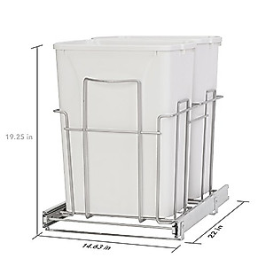 Panacea Grayline Double Trash Can Slide Out Basket Storage, Satin Nickel