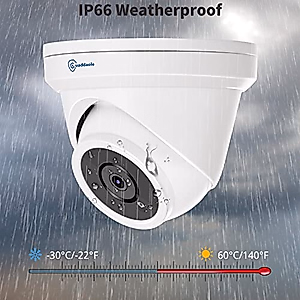 Guaddaole 5MP PoE IP Camera Outdoor with Person Detection, 5MP Dome Security IP Camera with Audio, 98ft IR Night Vision, 2.8mm Lens with Wide Angle, IP66 Weatherproof, H.265/H.264(2592x1944@30fps)