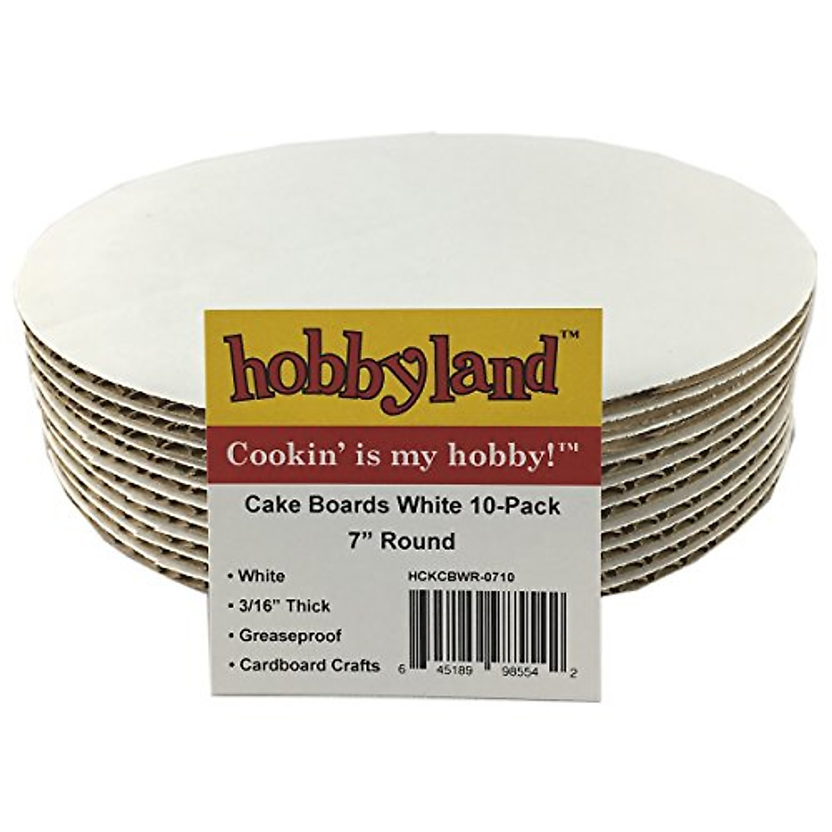 Hobbyland Cake Boards Circle White Coated Greaseproof (7" Round, 10 Cake Boards)