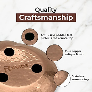 RYARDS Copper Spoon Rest for Stove Top - Pack of 2 Hammered Copper Utensil Holder & Kitchen Accessories - Farmhouse Rustic Utensil Holder for Countertop - Act as Coffee Bean Tray, Jewelry Dish