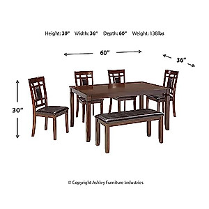 Signature Design by Ashley Bennox Dining Room Set, Includes Table, 4 18" Chairs & Bench, Brown