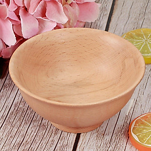 Qioniky Wooden Salad Bowl, Salad Bowls, Durable for Outdoor Camping Restaurant Kitchen(11.5 * 5.5 Beech Plum Blossom Reverse Bowl)