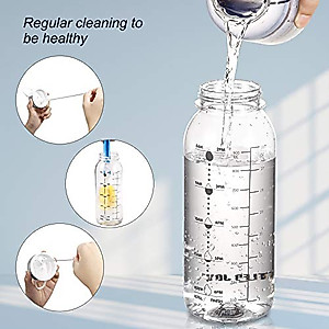 JIMACRO Water Bottle, BOTTLED JOY 1 Litre Water Bottle with Straw and Handle BPA-Free, 32 Oz Daily Water Intake Bottle with Time Markings Tracker to Remind the Drinking Time, Ideal for Hydration