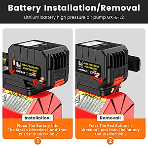 GX PUMP E-L2 Portable 18V Cordless PCP Air Compressor,4500Psi/300Bar, Oil-Free, Powered by 1 x 7.8Ah Lithium-Ion Battery (Included) or 110v to 18V Converter (Sold Separately) for Home Outlet