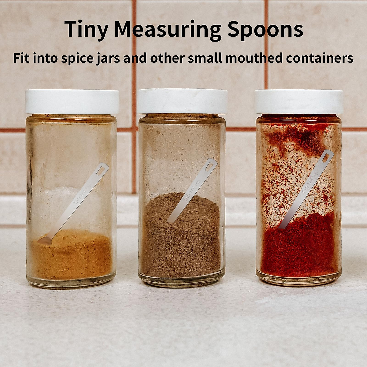 5PCS Small Measuring Spoons Set - Cuttte Stainless Steel Tiny Measuring Spoons for Cooking Baking, 1/4 tsp, 1/8 tsp, 1/16 tsp, 1/32 tsp, 1/64 tsp, Teaspoon Mini Measuring Spoons for Powders, Spices