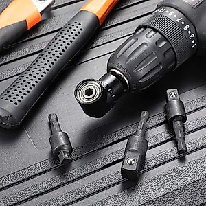 Power Hand Tools,Impact Driver Bit Set,360°Rotatable,3Pcs1/4"3/8"1/2"Hex Shank Set Power Drill Cordless Impact Sockets Bit Set Adapter,1/4Inch Hex Shank,to Drive for Adapters to Use with Drill Chucks