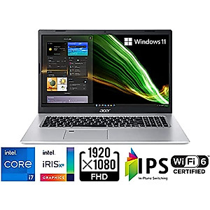 Acer Aspire 5 17.3" FHD IPS Premium Business Laptop, 11th Gen Intel Core i7-1165G7 Processor Upto 4.7Mhz, Intel Iris Xe Graphics, Backlit KB, Fingerprint, RJ-45, Win11 Home(36GB|1024GB SSD)