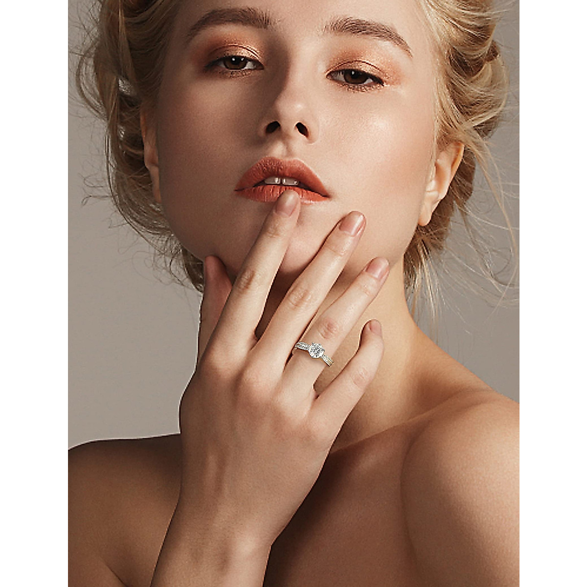 @MintSwag-Yang Moissanite Engagement Rings for Women,1.0 ct Womens Engagement Rings Moissanite Rings S925 Sterling Silver with 14K White Gold Plated Halo Promise Wedding Rings D Color Excellent Round Cut Size 9